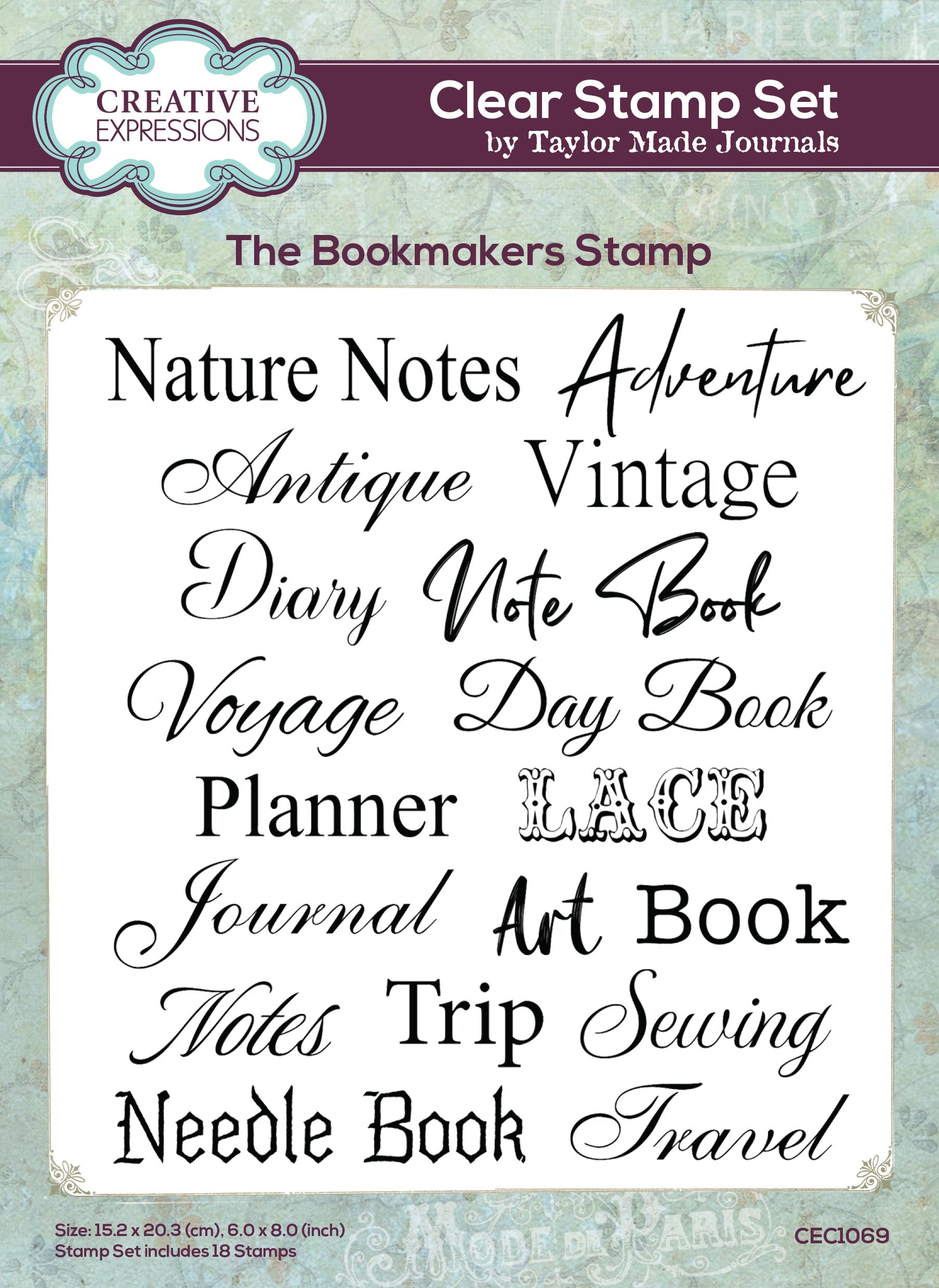 Creative Expressions Taylor Made Journals The Bookmakers Stamp 6 in x